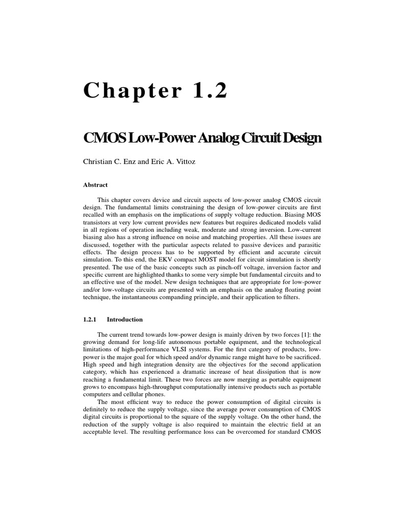 CMOS Low-Power Analog Circuit Design: Christian C. Enz and Eric A ...
