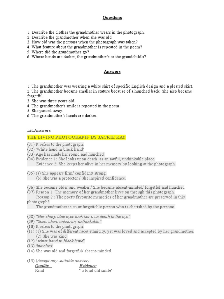 Questions - The Living Photograph | PDF | Mystery, Thriller & Crime ...