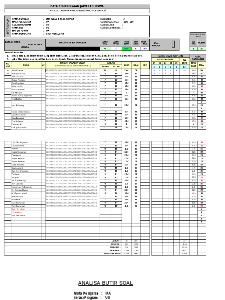 Contoh Analisis Soal THB | PDF