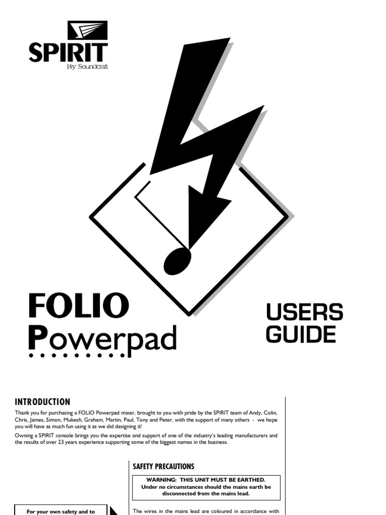 Soundcraft Spirit Folio Powerpad Guide | PDF | Microphone | Amplifier
