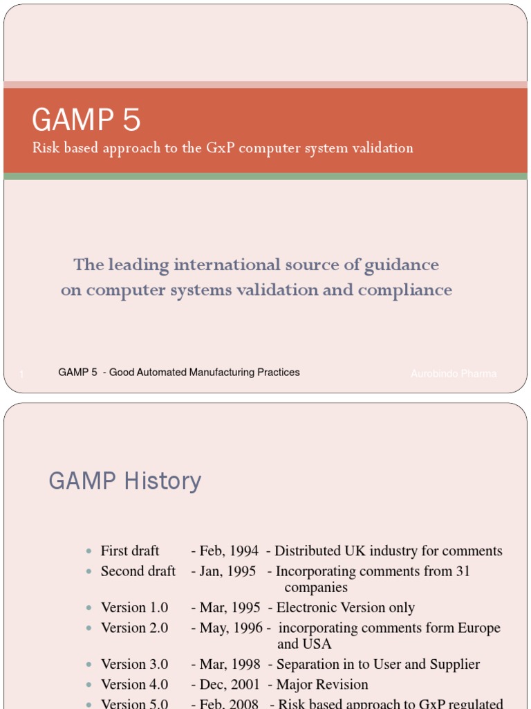 GAMP 5 | Product Lifecycle | Verification And Validation | Free 30-day ...