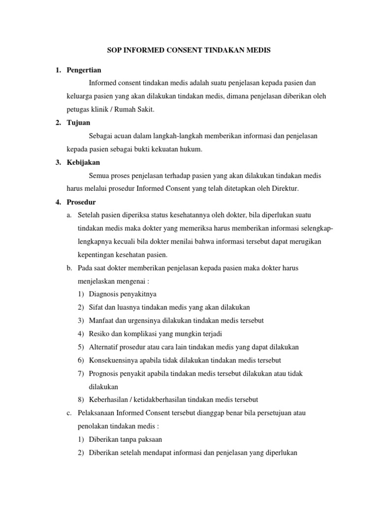Sop Informed Consent Tindakan Medis | PDF