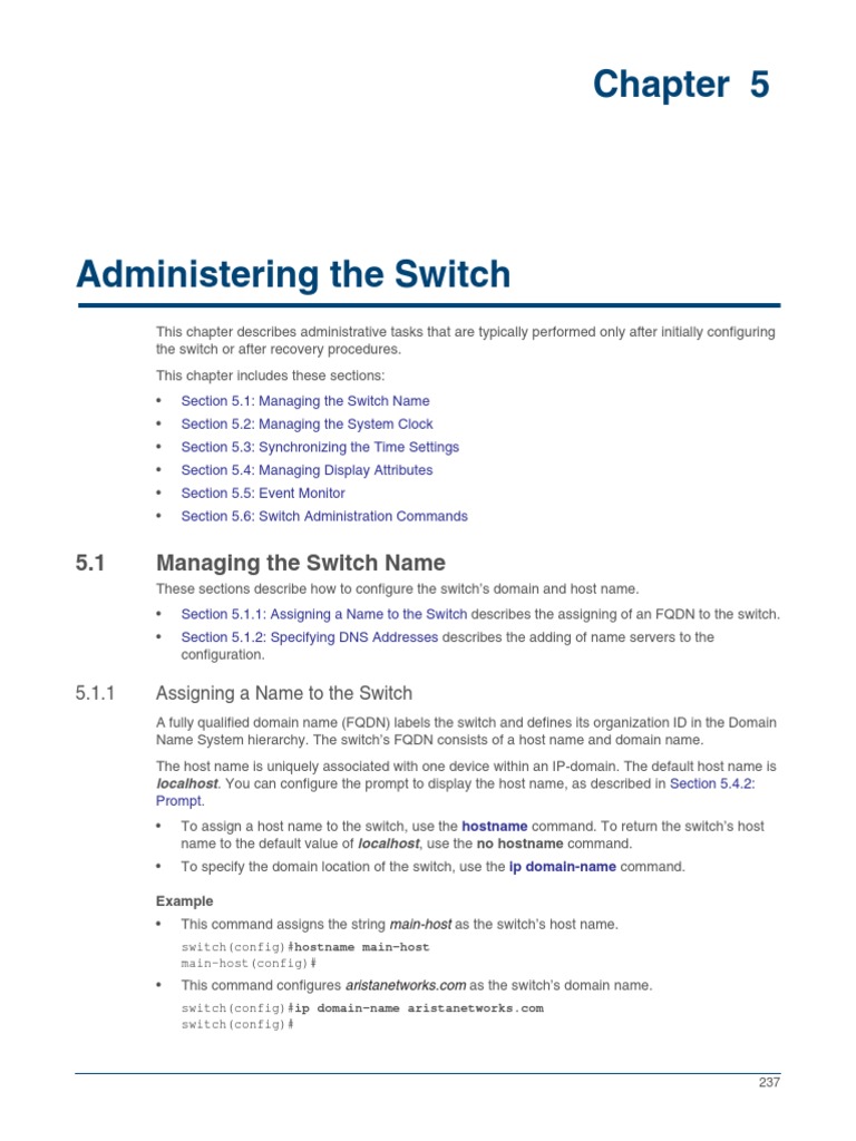Switch Administration and Time Management | PDF | Network Architecture ...