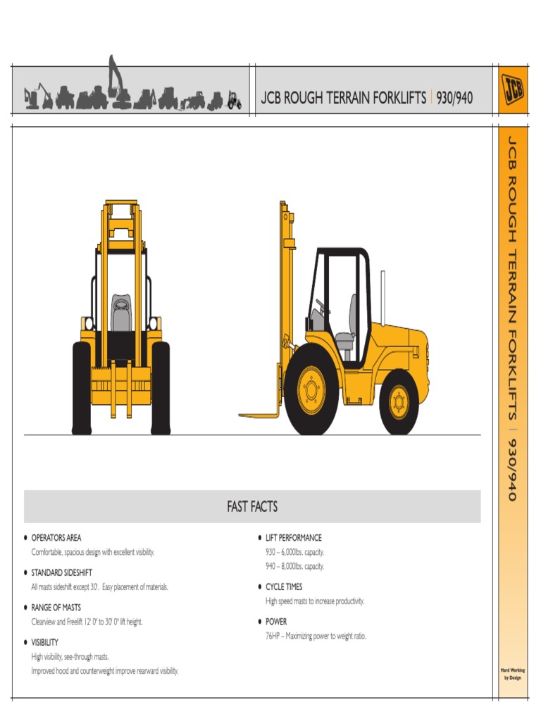JCB 930-940 Spec Sheet | Axle | Transmission (Mechanics)