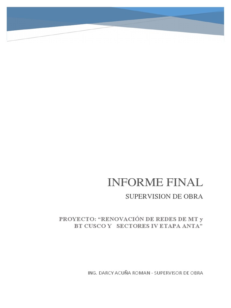 Informe Final de Obra Anta | PDF | Calidad (comercial) | Presupuesto