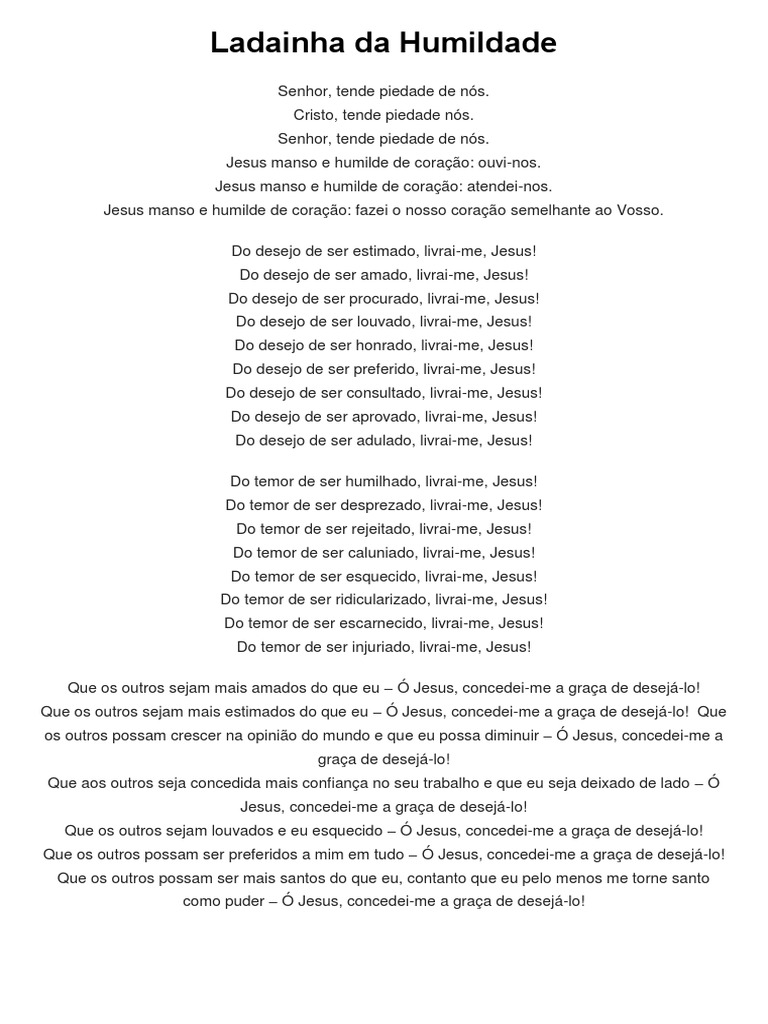 Ladainha Da Humildade | Oração | Maria, Mãe de Jesus