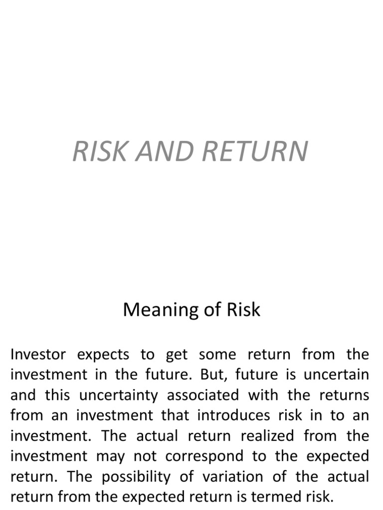 1.1 Risk and Return | PDF | Coefficient Of Variation | Risk