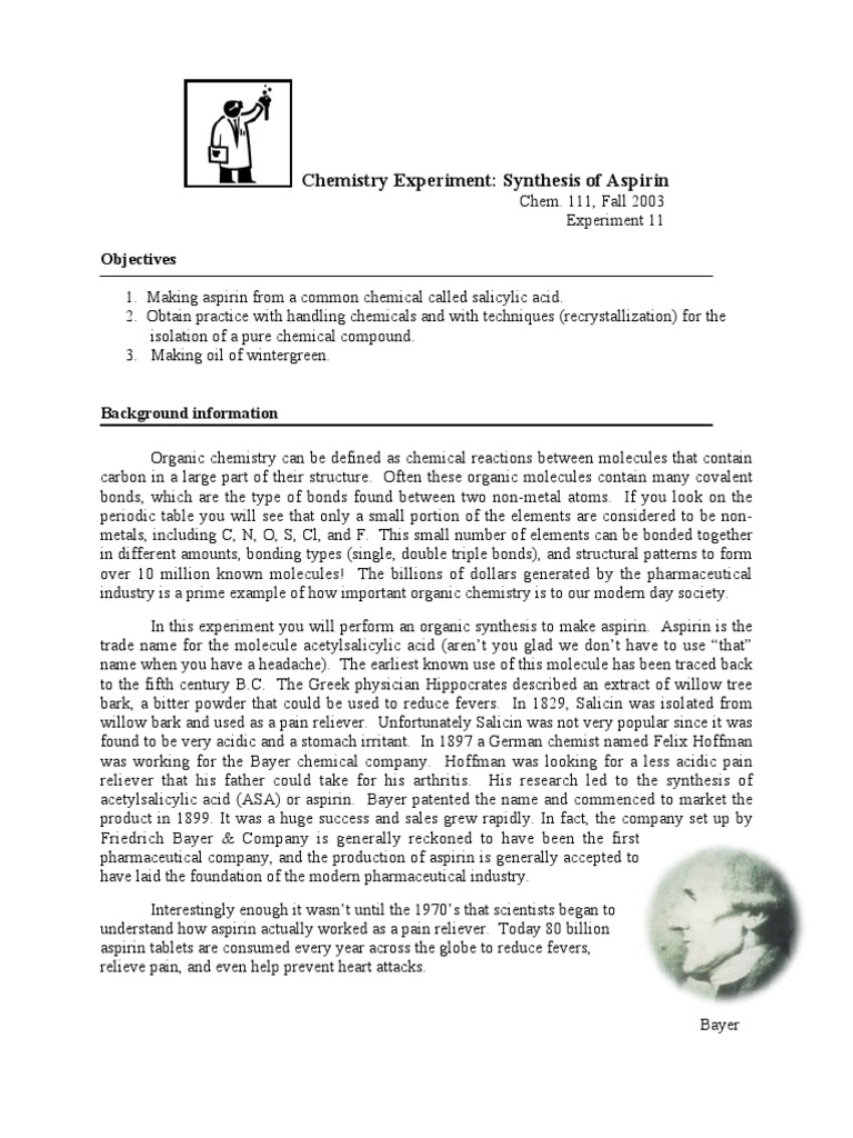 Experiment 11 | PDF | Aspirin | Organic Chemistry