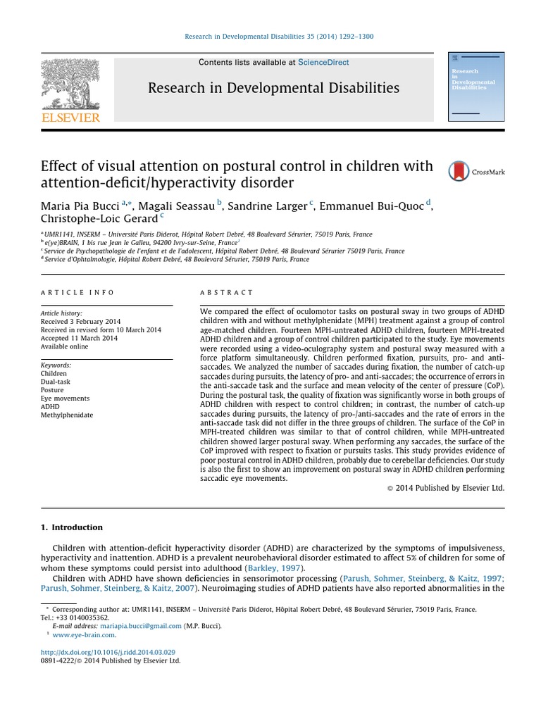 Visual Attention & Posture in ADHD | PDF | Balance (Ability ...