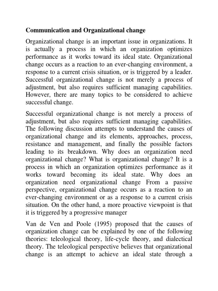 Organizational Change | PDF | Strategic Management | Organizational ...