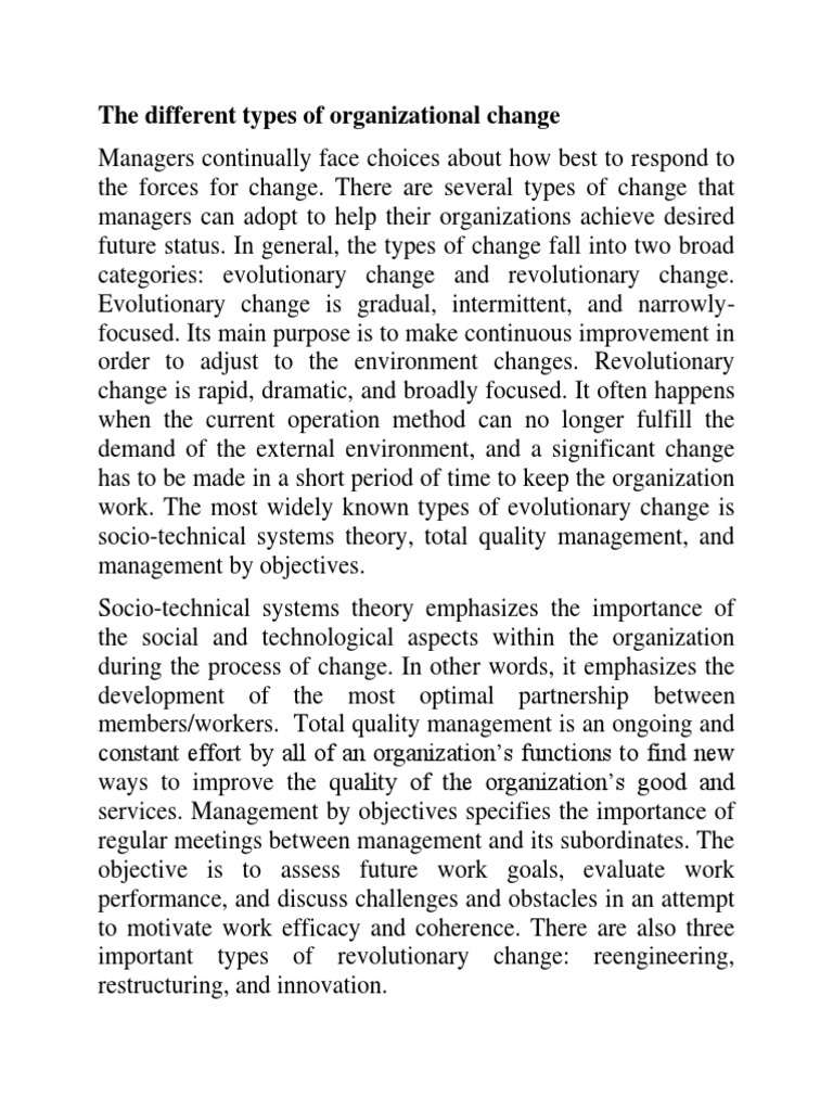The Different Types of Organizational Change | PDF | Organizational ...