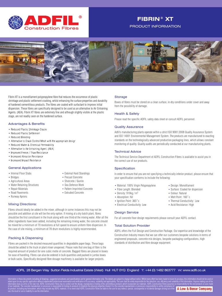 Fibrin XT Pds | PDF | Fibers | Concrete