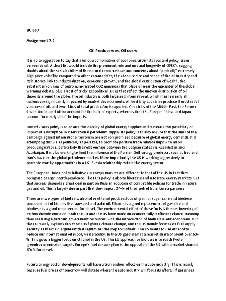 Oil Producers vs. Oil Users.7.1 | PDF | Biofuel | Petroleum