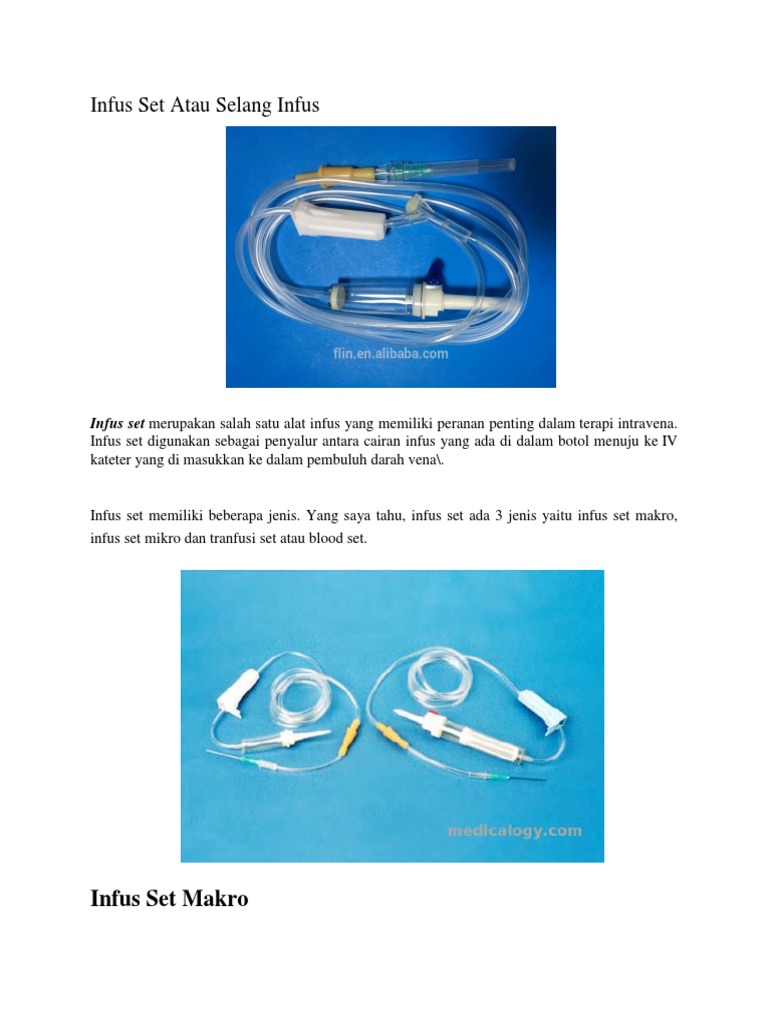 Infus Set Atau Selang Infus | PDF | Kesehatan Holistik