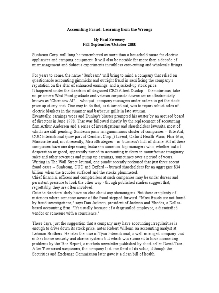 Corporate Accounting Scandals | PDF