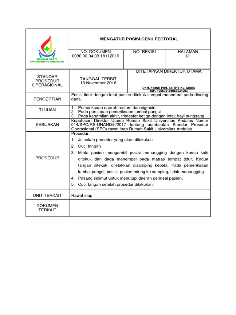 SPO Mengatur Posisi Genu Pectoral | PDF
