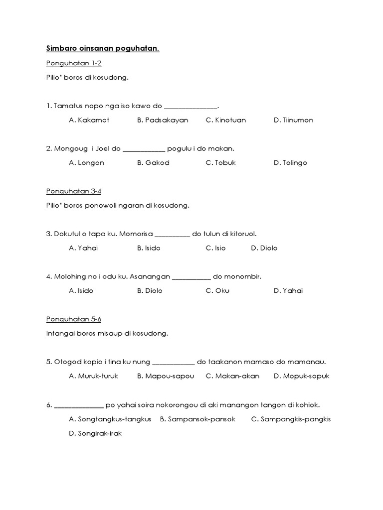 Soalan Akhir Tahun BKD THN 4 | PDF