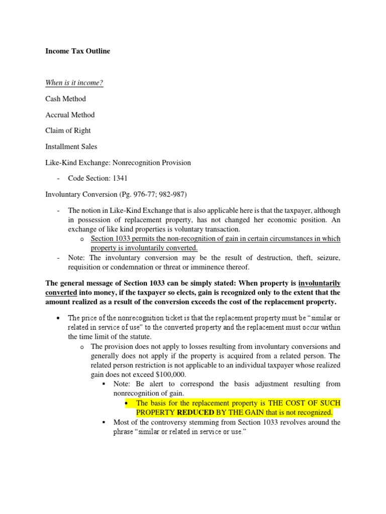 Income Tax Outline | PDF | Capital Gains Tax In The United States ...