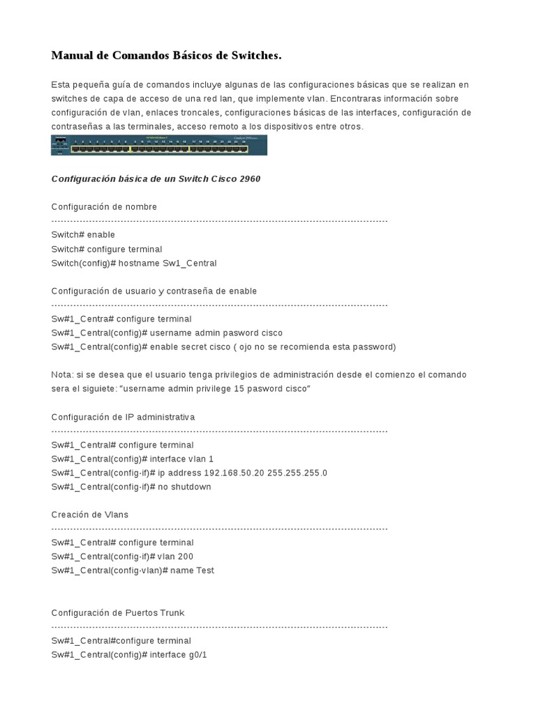 Comandos Basicos Switches Cisco CCNA | PDF
