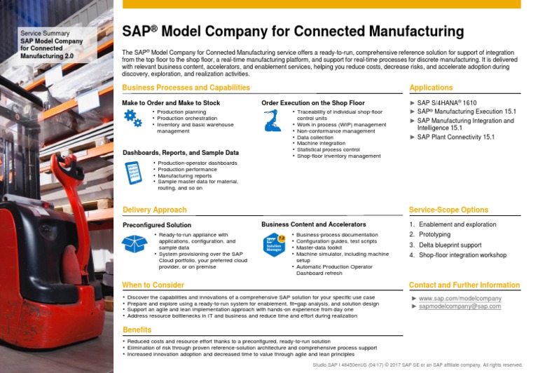 SAP Model Company For Connected Manufacturing: Business Processes and ...
