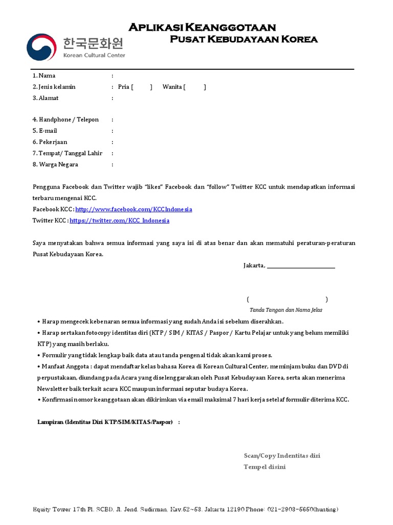 Form Member KCC | PDF
