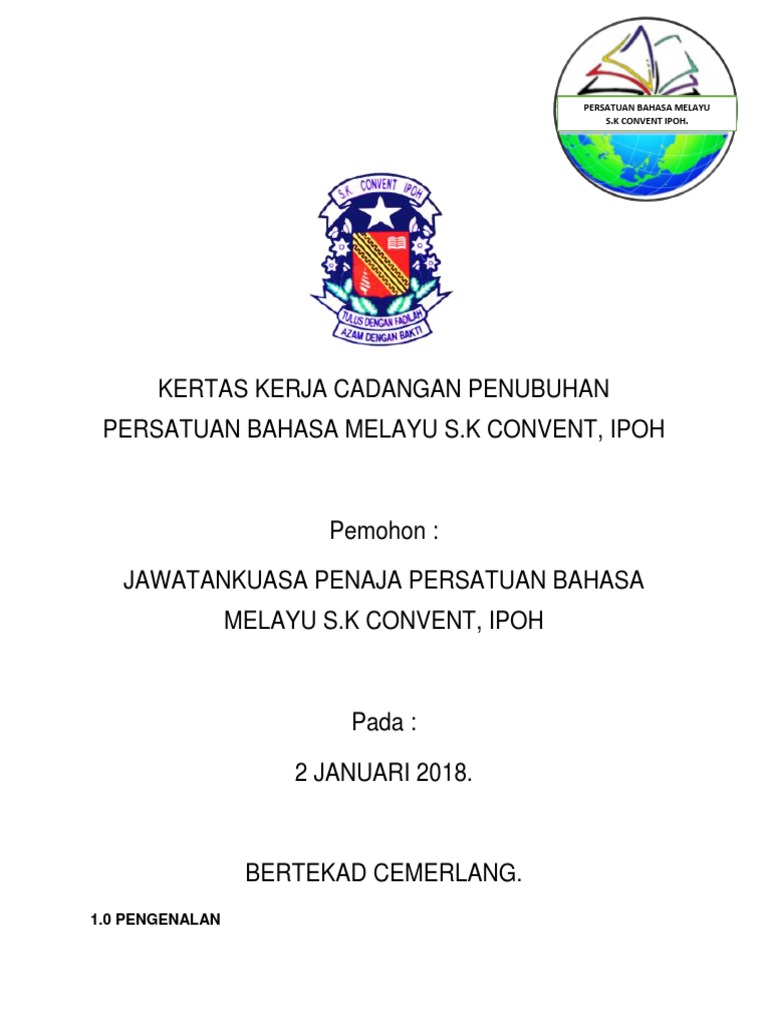 Contoh Kertas Kerja Cadangan Penubuhan Persatuan Bahasa Melayu | PDF
