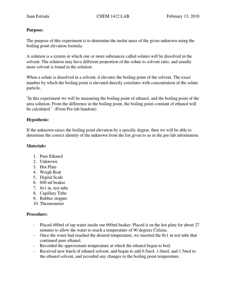 Collin, Chem Lab Report 3 | PDF | Solution | Mole (Unit)