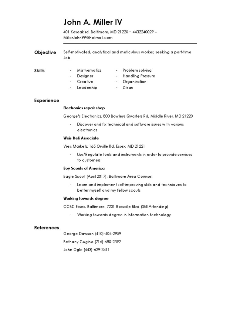 Resume John A Miller IV | PDF