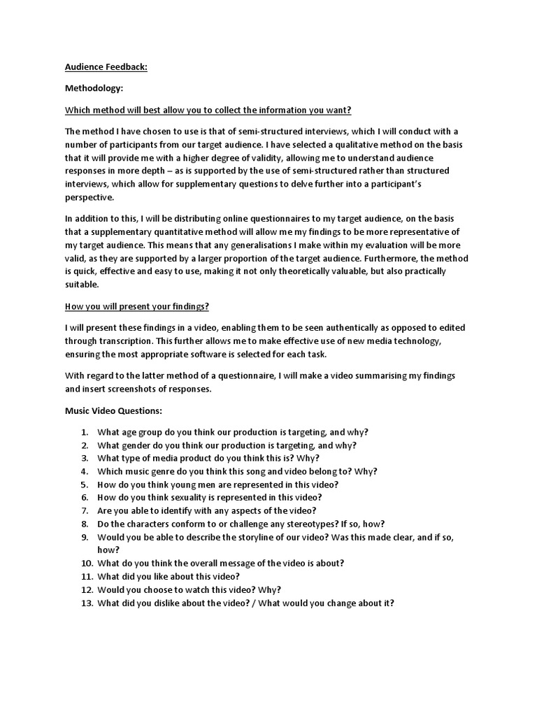 Audience Feedback | PDF | Target Audience | Qualitative Research