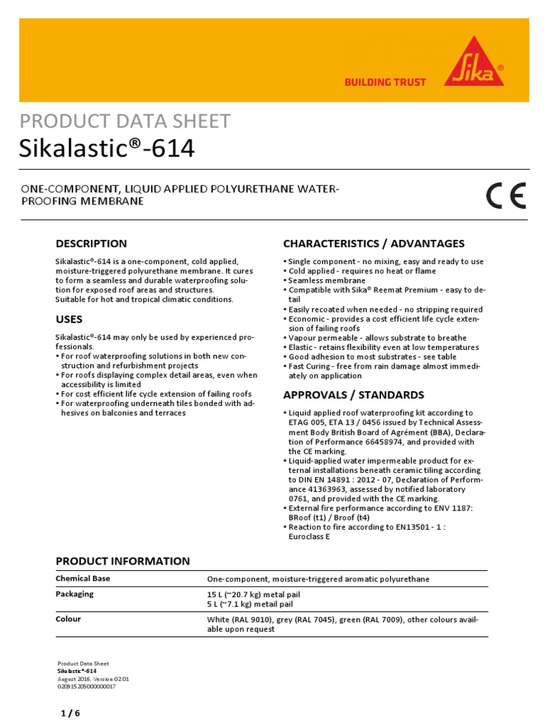 Sikalastic-614 131021 - GCC | PDF | Relative Humidity | Roof