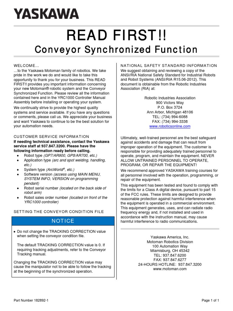182892-1 - Conveyor Synchronized Function - READ FIRST | PDF | Robot | Robotics