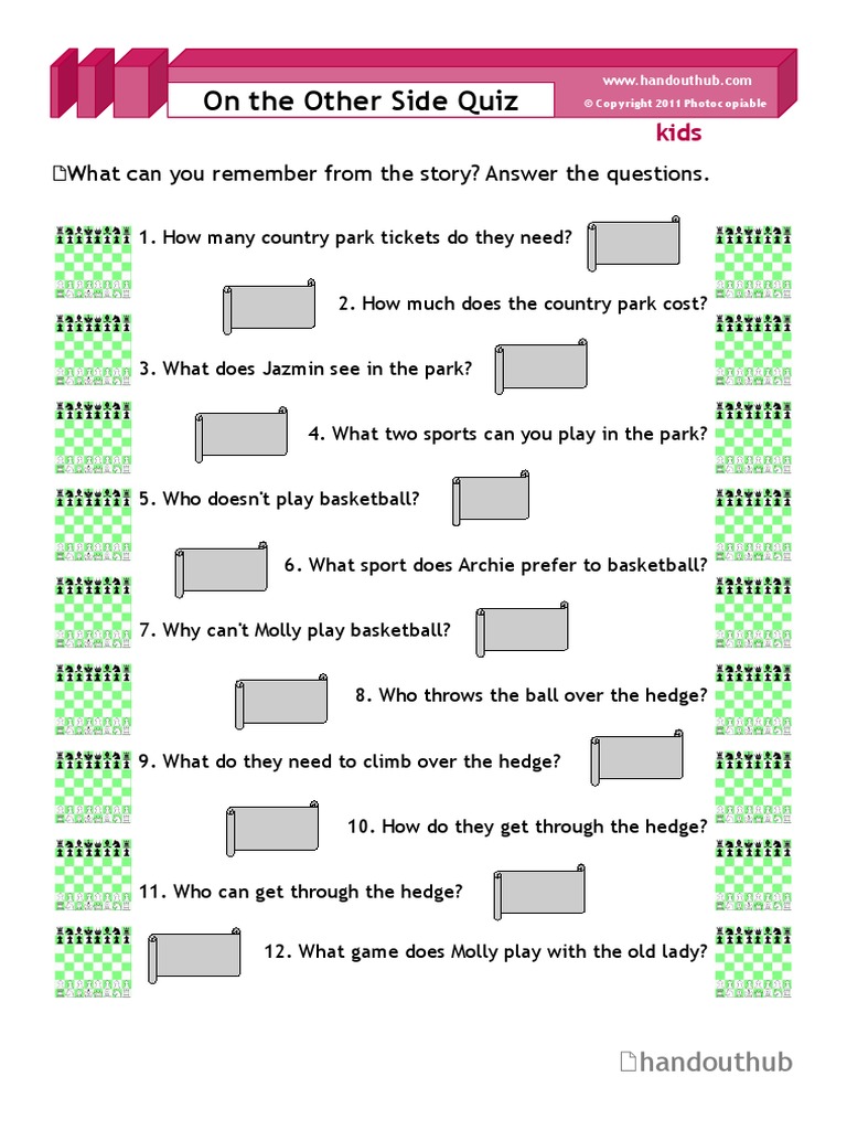 On The Other Side Quiz: What Can You Remember From The Story? Answer ...