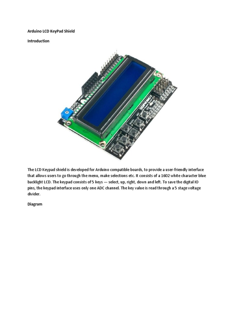LCD KeyPad Shield - Introduction | PDF | Cursor (User Interface) | Arduino