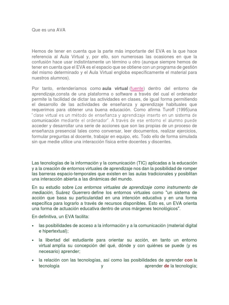 Definición de AVA | PDF | Maestros | Salón de clases