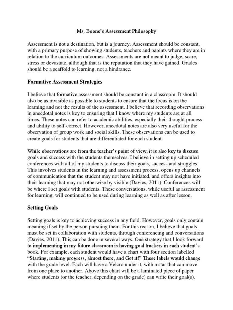 Assessment Philosophy | Download Free PDF | Educational Assessment ...