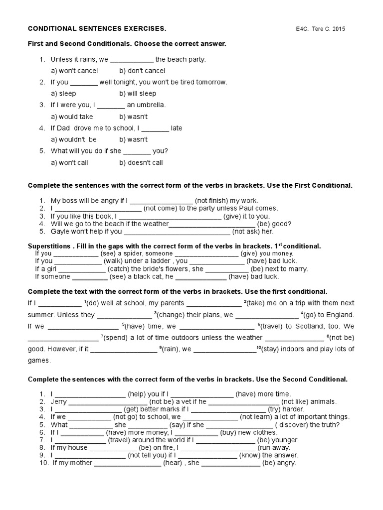 Conditionals Exercises | PDF