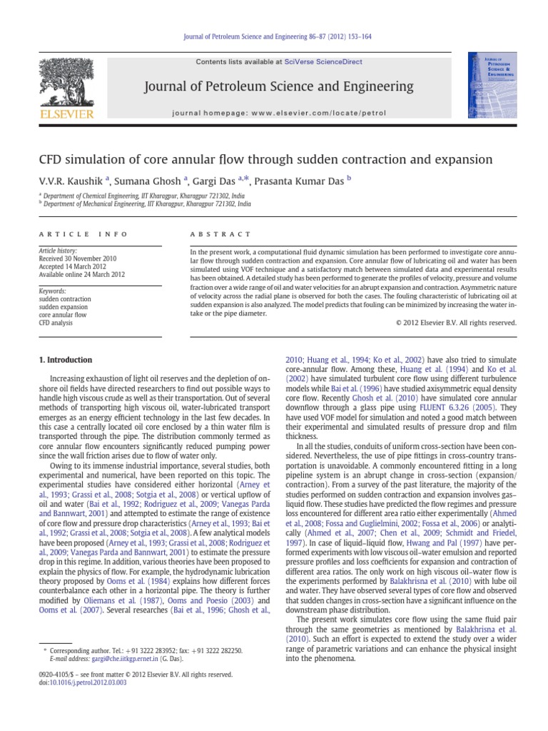CFD Simulation of Core Annular Flow Through Sudden Contraction and ...