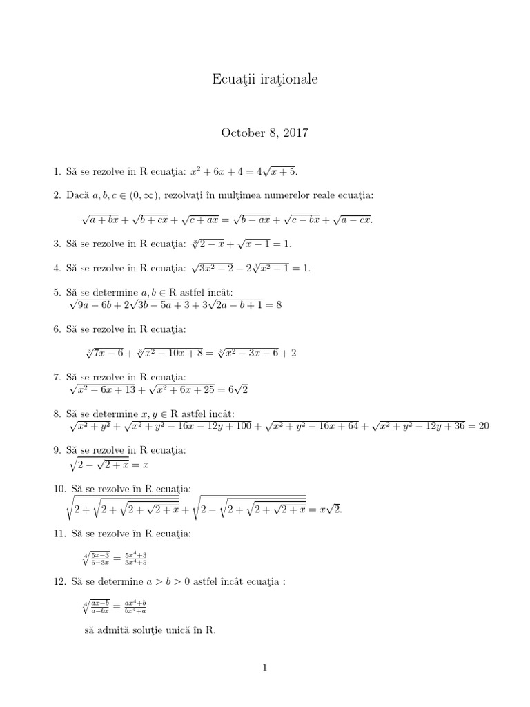 Ecuatii Irationale | PDF