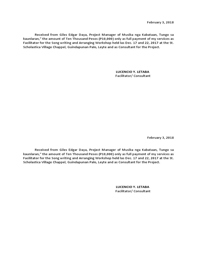 Acknow Receipt | PDF | Foreign Language Studies | Wellness