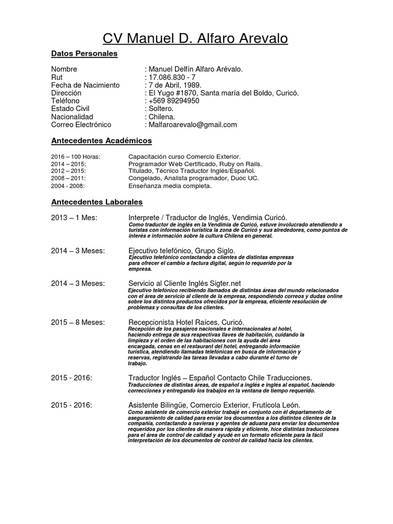 CV Manuel Alfaro | PDF | Microsoft Office | Informática