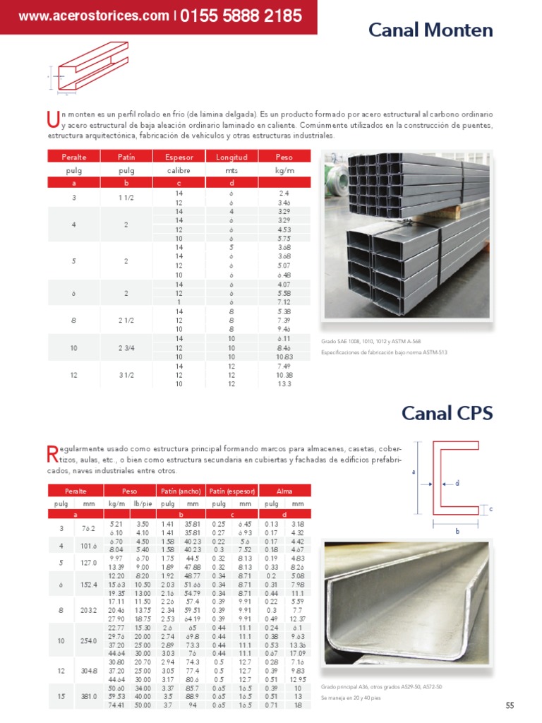 Canal Monten Ficha Tecnica | PDF | Acero estructural | Ingeniería