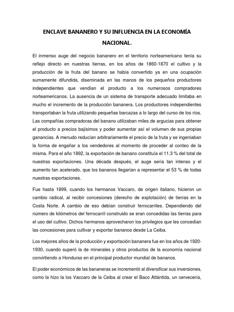 Enclave Bananero y Su Influencia en La Economía Nacional | PDF ...