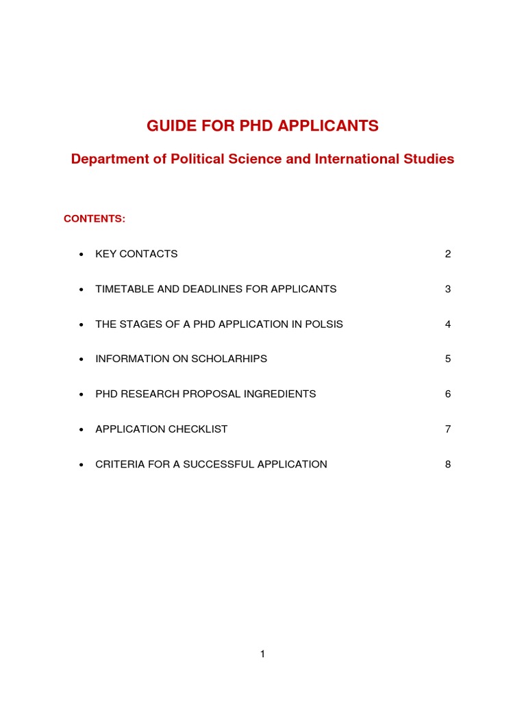 PhD Application Guide for POLSIS | PDF | Doctor Of Philosophy | Doctorate