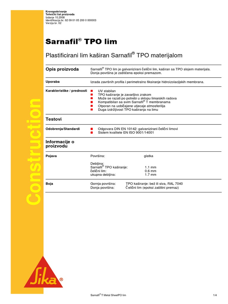 Sarnafil TPO Lim | PDF