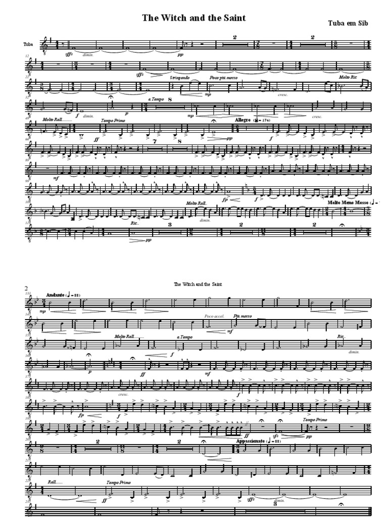 The Witch and The Saint (Tuba Sib) | PDF | Tempo | Musical Forms