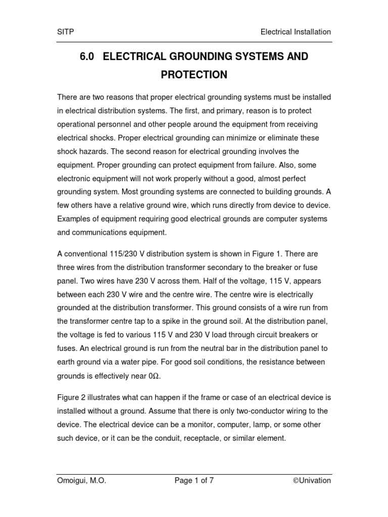 6.0 Electrical Grounding Systems and Protection | PDF | Fuse ...