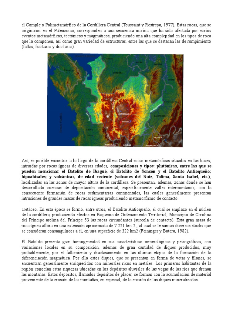 Geología del Batolito Antioqueño | PDF | Roca (geología) | Roca ígnea