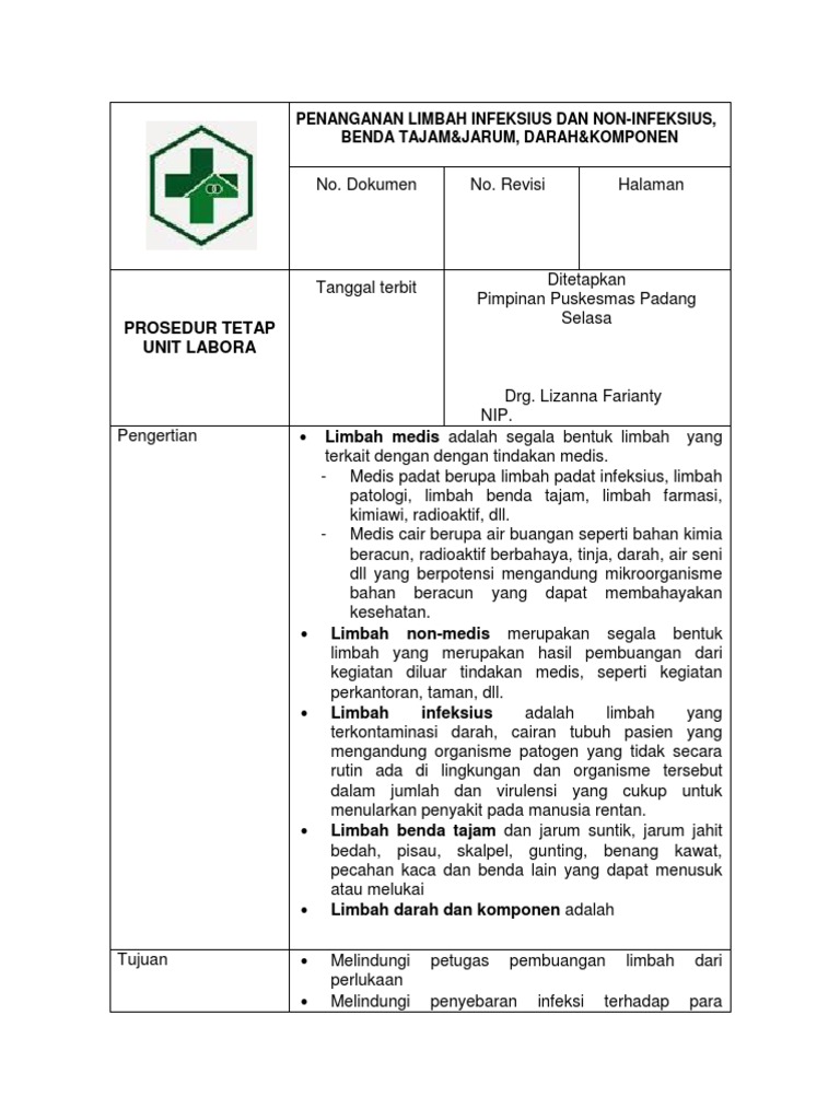 Penanganan Limbah Infeksius Dan Non Infeksius Edit | PDF
