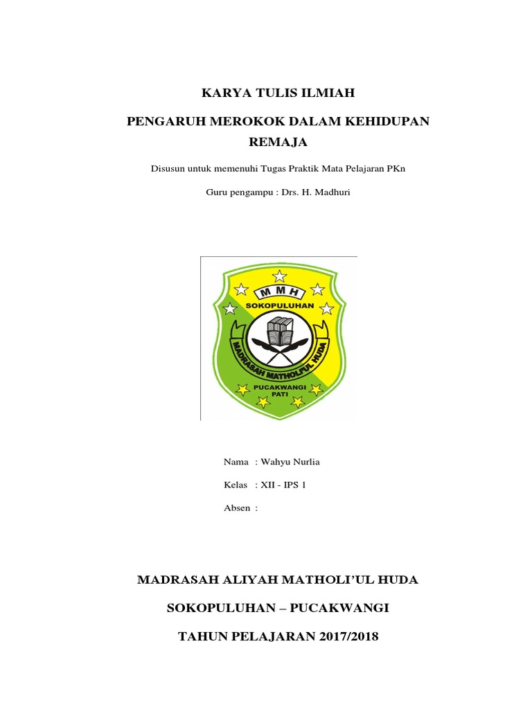 Contoh Cover Karya Tulis Ilmiah SMA | PDF | Seni & Disiplin Bahasa ...