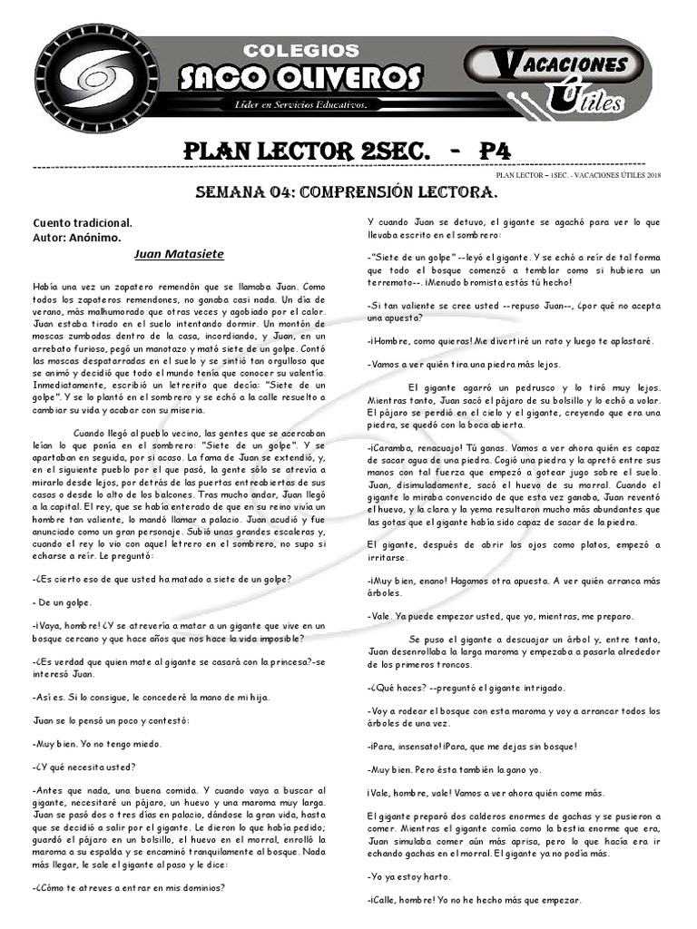 Plan Lector - 2 SEC. 1 | PDF | Ocio